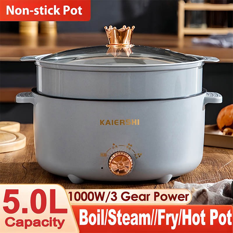 5L Multi Electric Cooker 1000W Big Capacity 3Gear Electric Cooking Pot ...