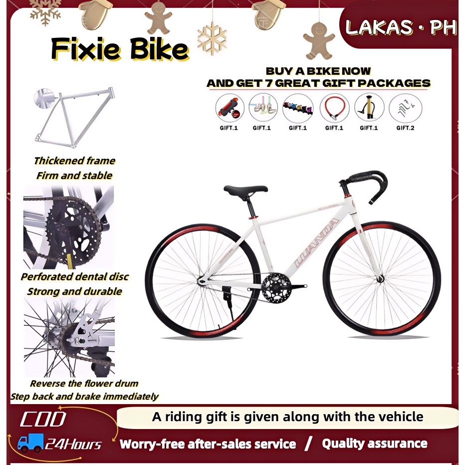 LUANDA Fixie Bike Fixed Bike Road Bike Adult Bike 700CC 7-Speeds Alloy ...