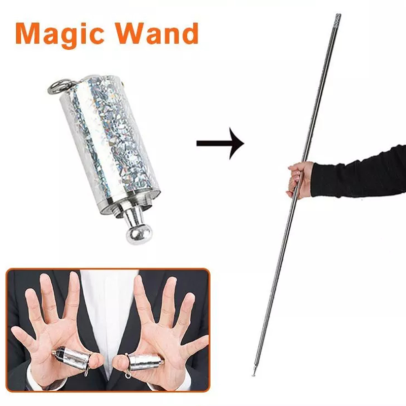 110cm Portable Steel Silver Retractable Sticks Scalable Magic Wand ...