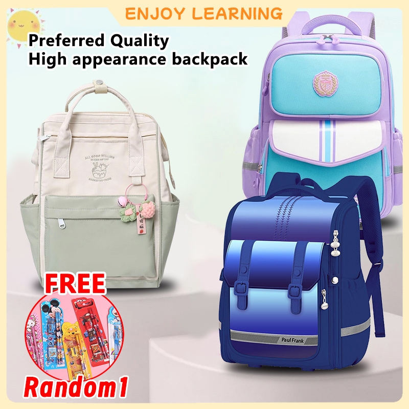 【Buy 1 Free 1】School Bag Large Capacity Backpack Waterproof Durable ...