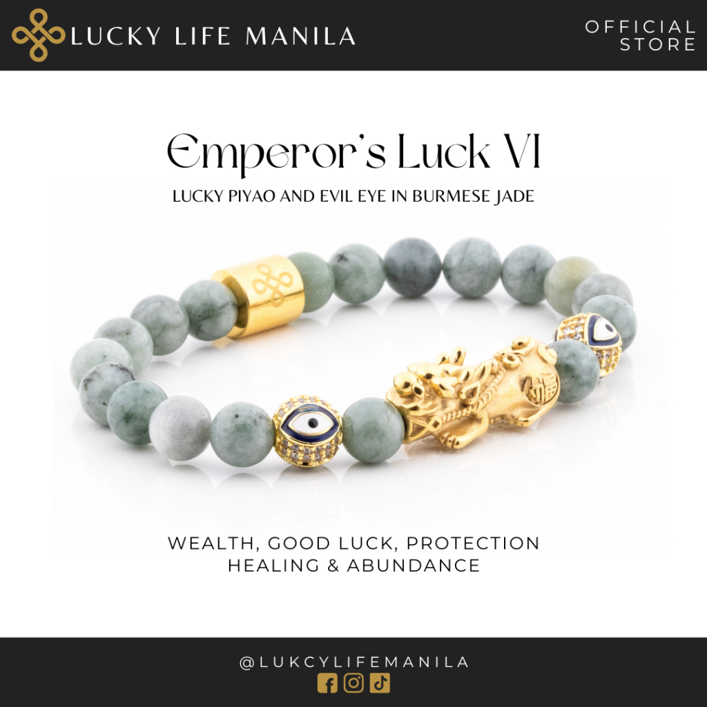 Emperor's Luck VI Bracelet (Lucky Piyao and Evil Eye Charm in Natural ...