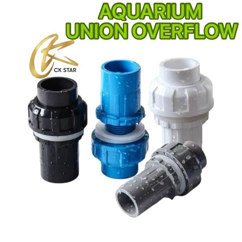 PVC Union Overflow Connector Aquarium Fittings Fish Tank Water Cycle ...