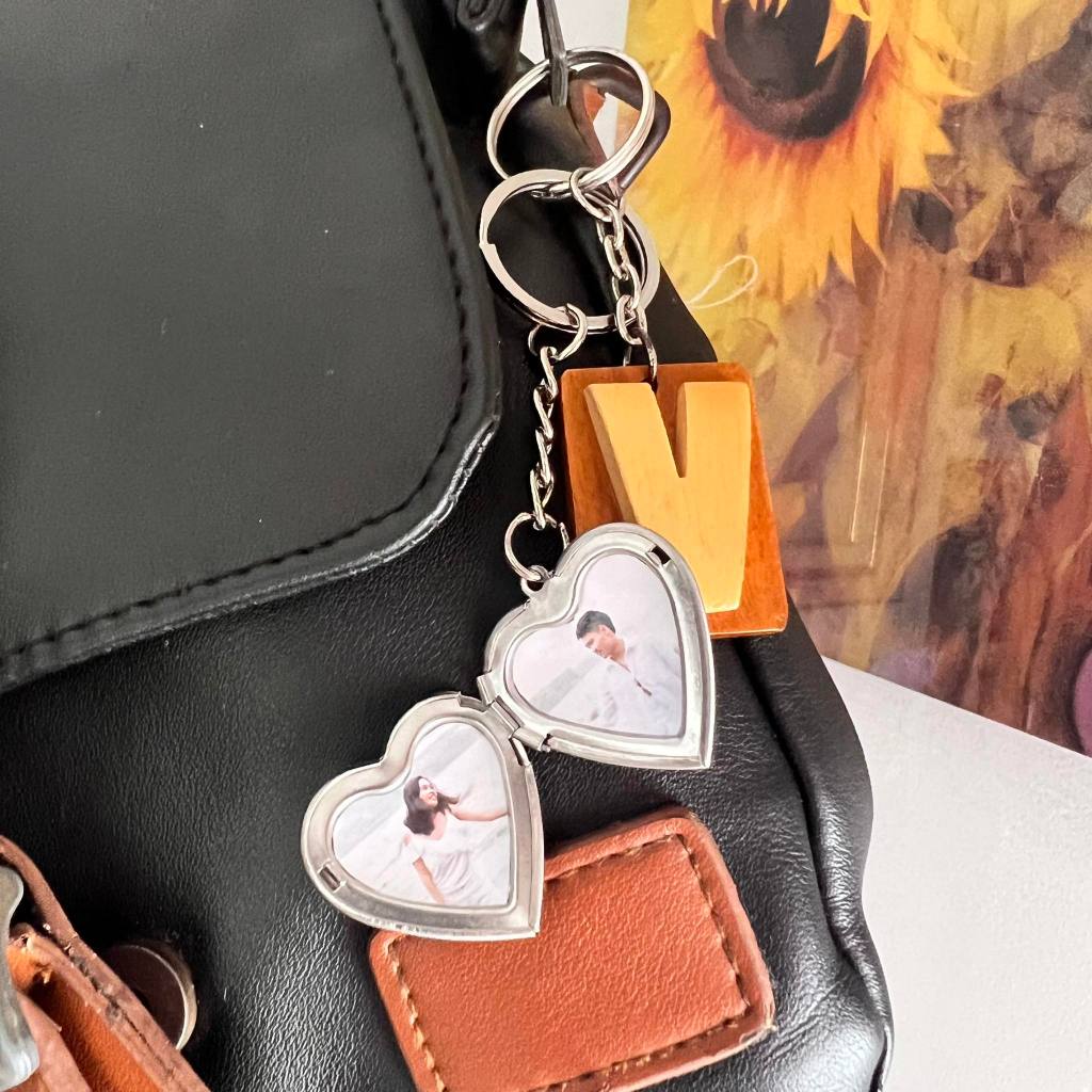 Braided Personality Photo Locket Keychain with Floating Box Stainless ...