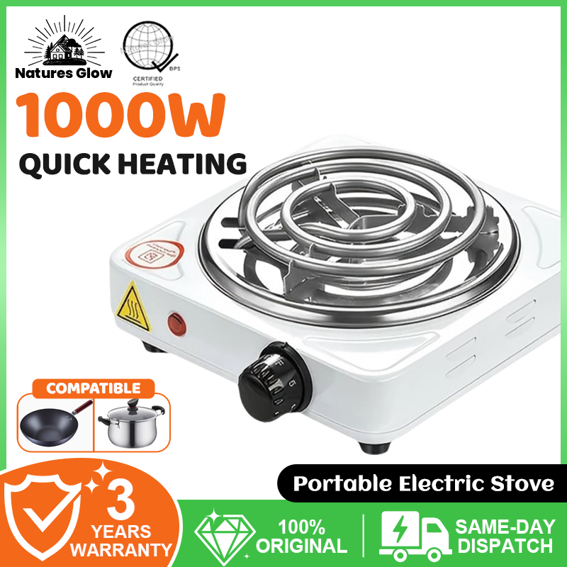 Natures Glow Portable Electric Stove Single Burner 1000w Hot Plate Electric Stove Single Burner ...