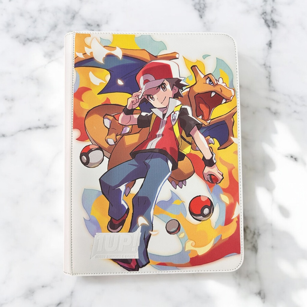 Red's Charizard Printed White 9-Pocket Zipper Card Binder by 1UP | TCG ...