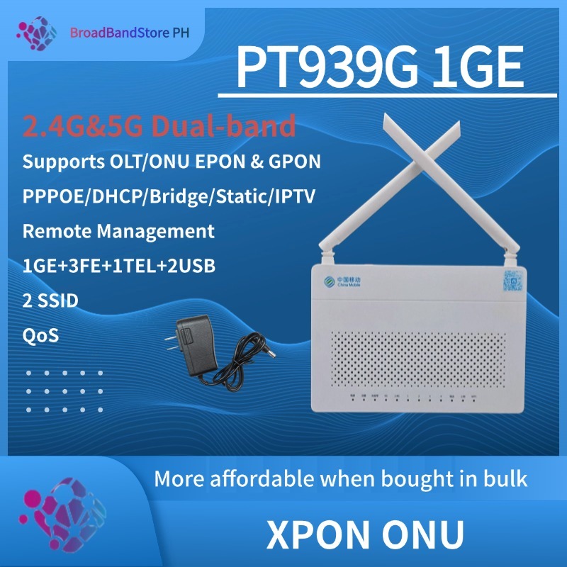 Used Dual Band Modem PT939G XPON EPON ONU ONT OLT 2.4G&5G 1GE+3FE English Version(Contains ...