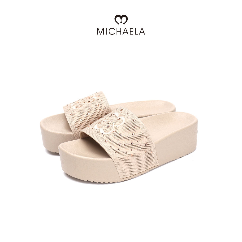 MICHAELA Rhinestones Embroideried Chunky Sandals Sparkle Elegant Women ...