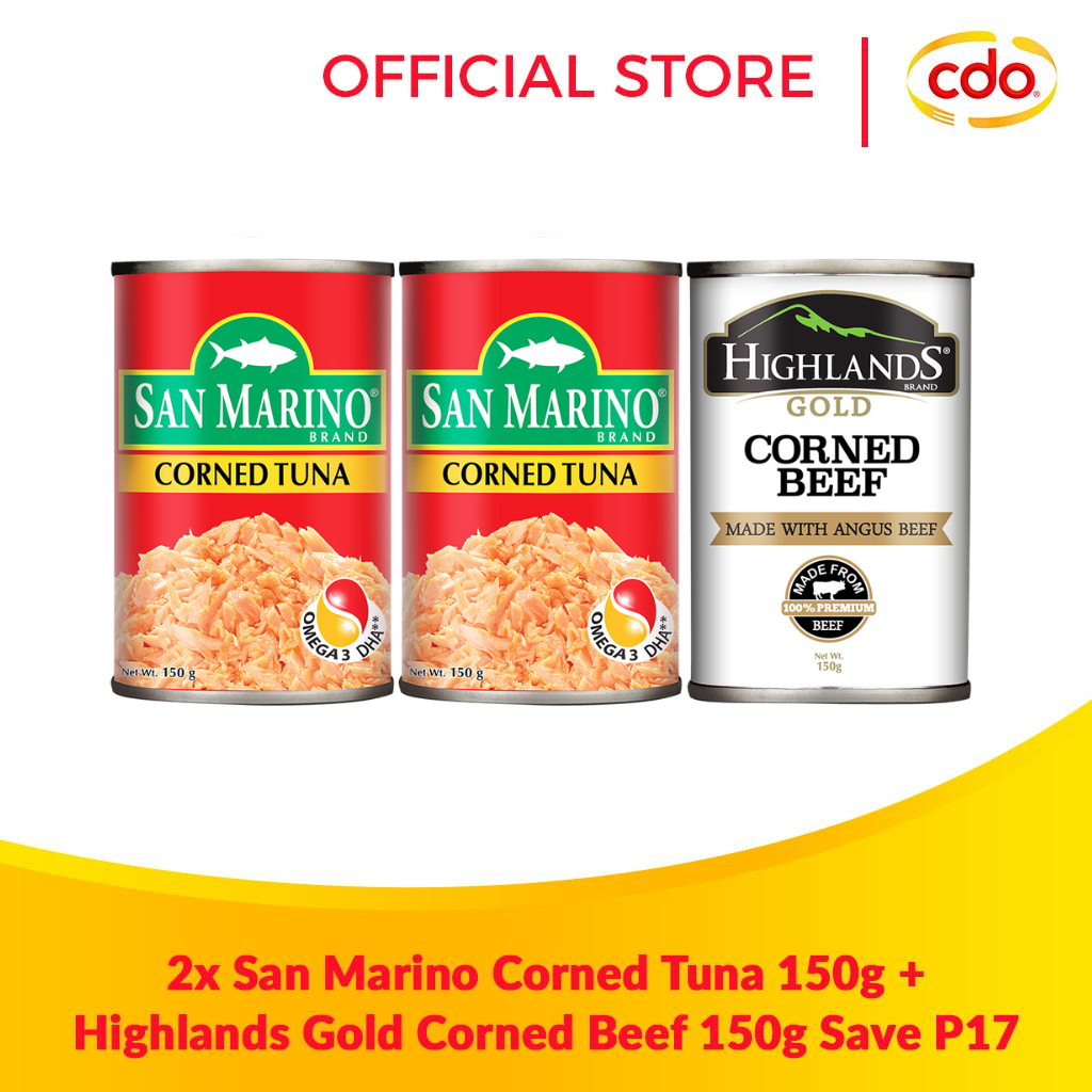 SAN MARINO Corned Tuna 150g (2PCS) + HIGHLANDS Gold Corned Beef 150g (1PC) | Shopee Philippines