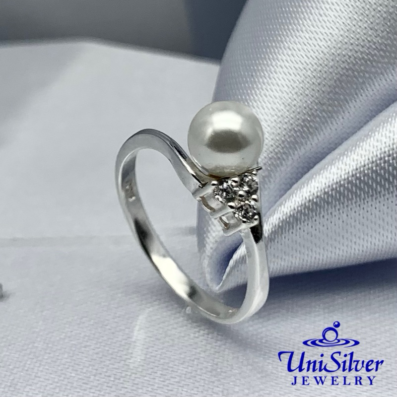 Unisilver 925 Sterling Silver Pearl Ring (RS118-1001)-Women's Ring ...