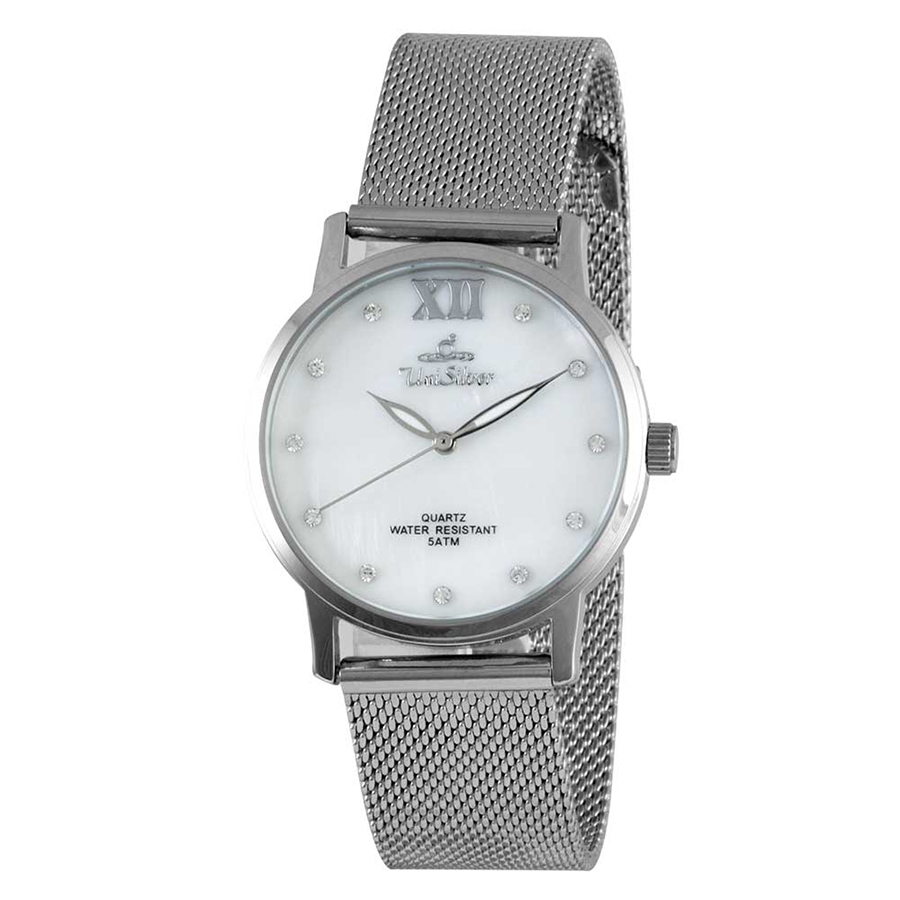 UniSilver TIME Men's Silver/ Off Pearl White k Analog Stainless steel ...