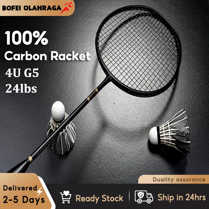 100%Carbon Badminton Racket Original 4U G5 24lbs Training Single Carbon ...