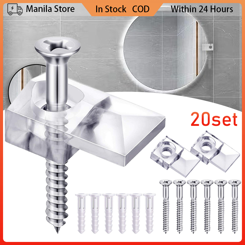 20Set Mirror Hanger Clips Wall Mount Install Crystal Mirror Hanging ...