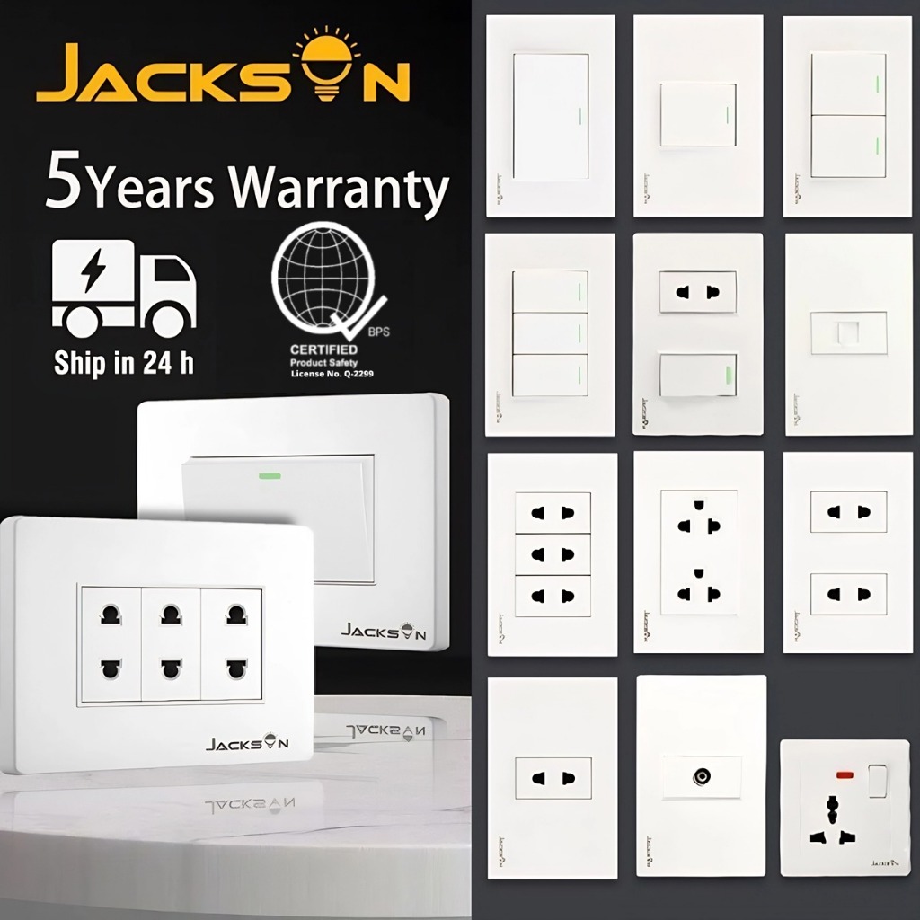 Jacksun Outlet With Switch 3 Gang Outlet 2 Gang Outlet Wall Plug Socket ...