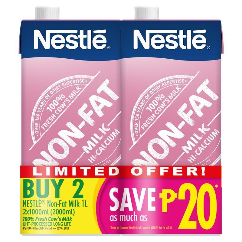 Nestle Non-Fat Milk High Calcium 1L (Buy 2 SAVE 20 pesos) | Shopee ...
