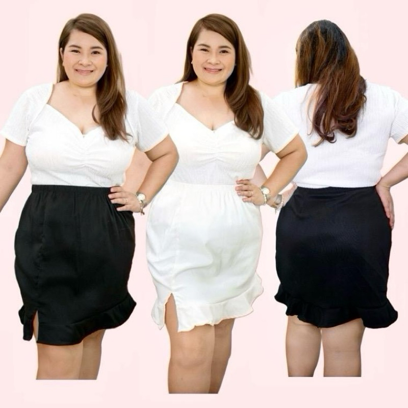 PLUS SIZE SPLIT RUFFLE 36 to 42 INCHES GARTERIZED SKIRT FABRIC WOVEN ...