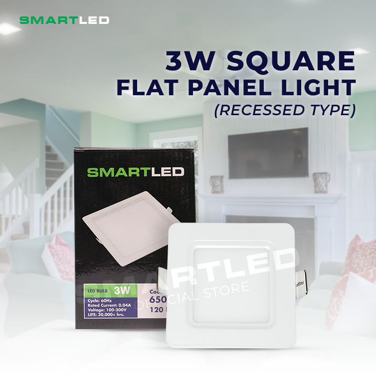 SMARTLED 3W Square LED Flat Panel Light 6500K 3000K Recessed Type ...
