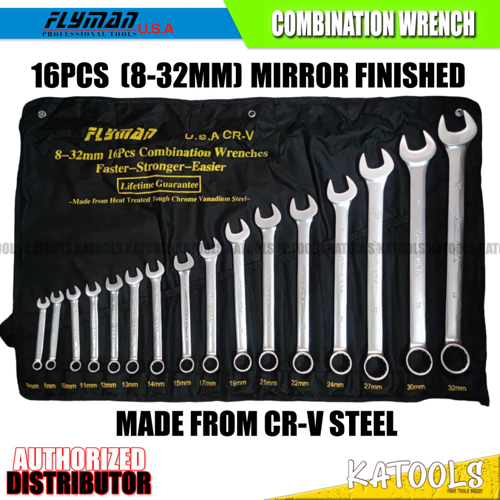 KATOOLS ~ Flyman Original 16pcs Combination Wrench Set 8-32mm | Shopee ...