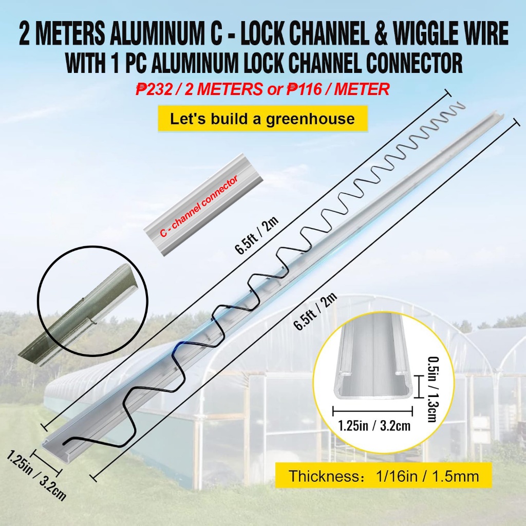 1m x 2pcs Aluminum Lock C Channel with Wiggle Wire & aluminum lock ...