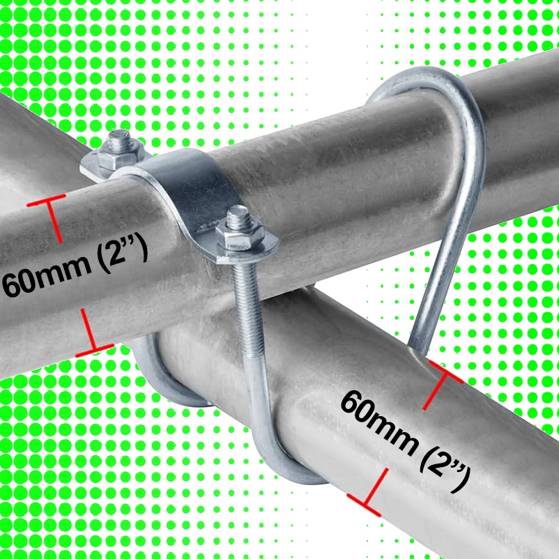 60mm double u-cross pipe buckle open end steel pipe clamp clips pipe ...