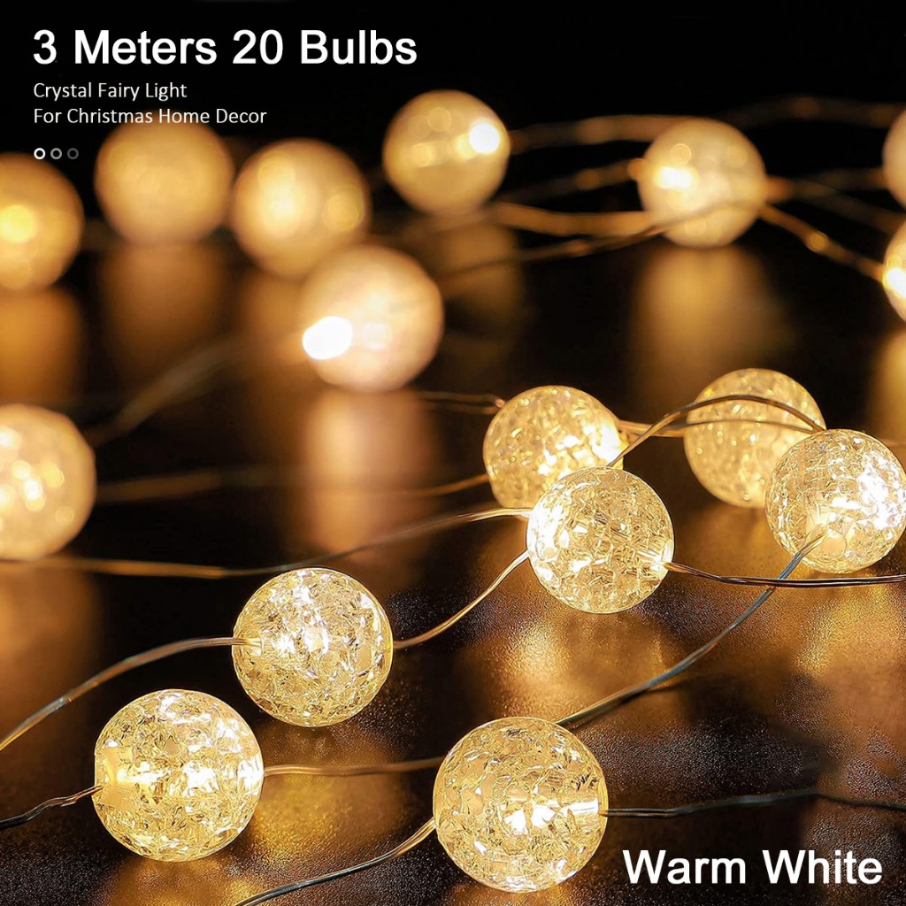 Crack Globe String Lights Battery Operated 10FT 30LED Light for Room ...