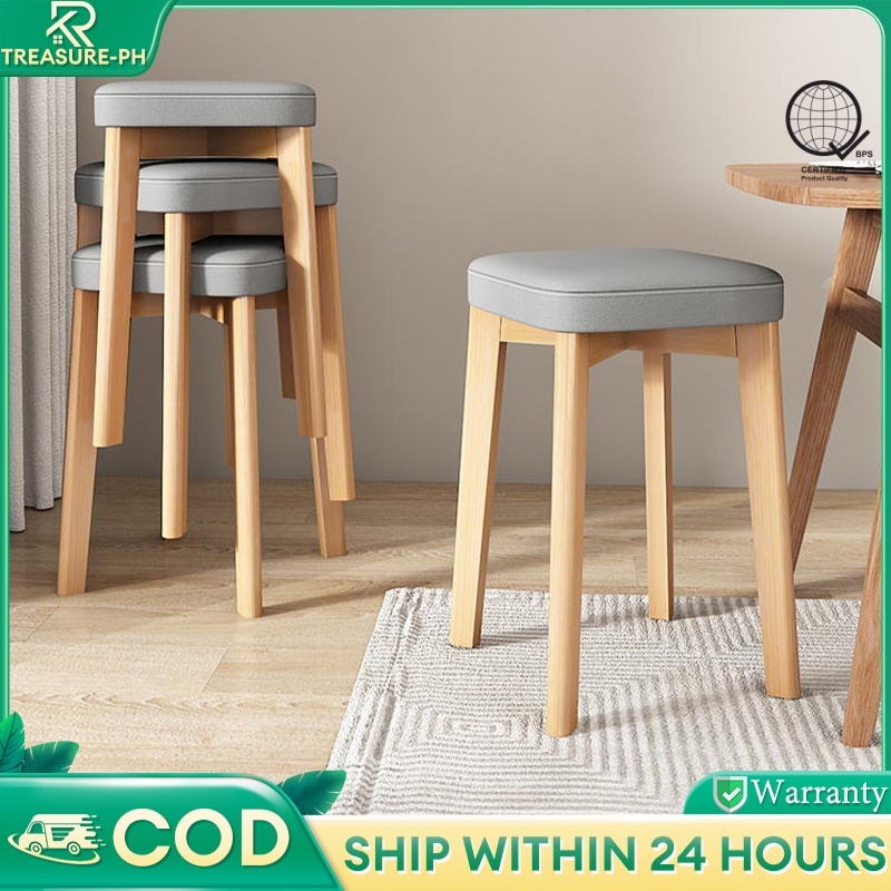 Solid Wood Square Stool Modern Home Stool Table Chair Living Room Small ...