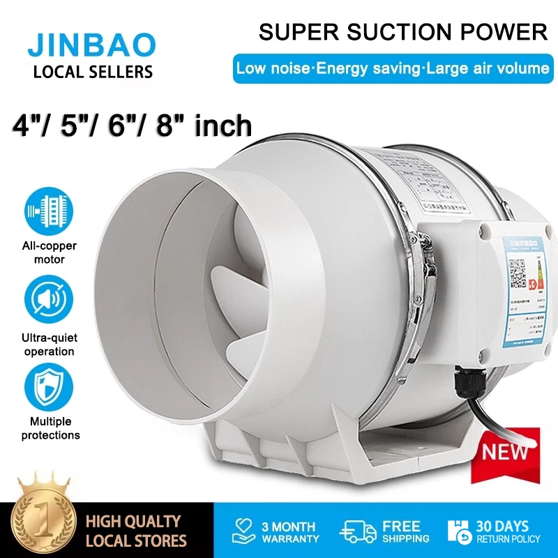 Exhaust Fan 4"/ 5"/ 6"/ 8"inch High Suction Power Inline Duct Booster ...