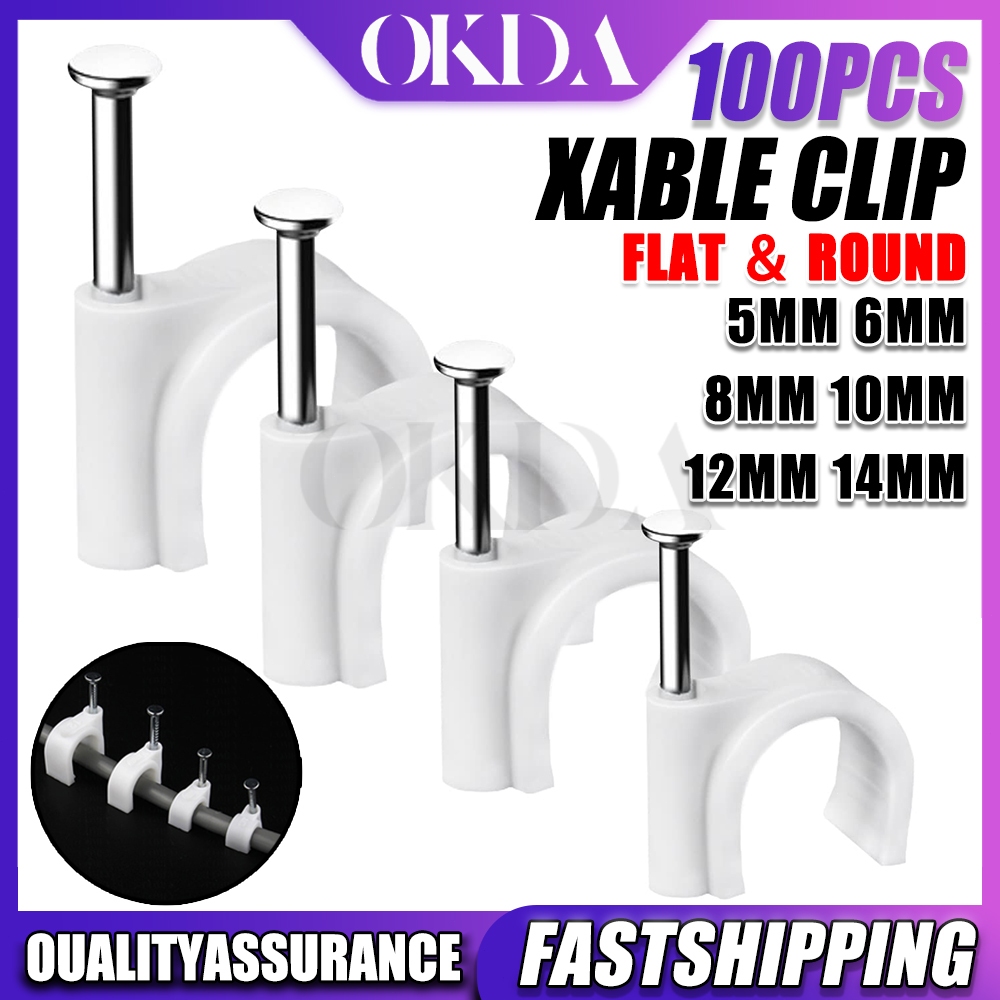 1Pack 5mm 6mm 8mm 10mm 12mm 14mm PVC Cable Clip Circular and Flat Cable ...