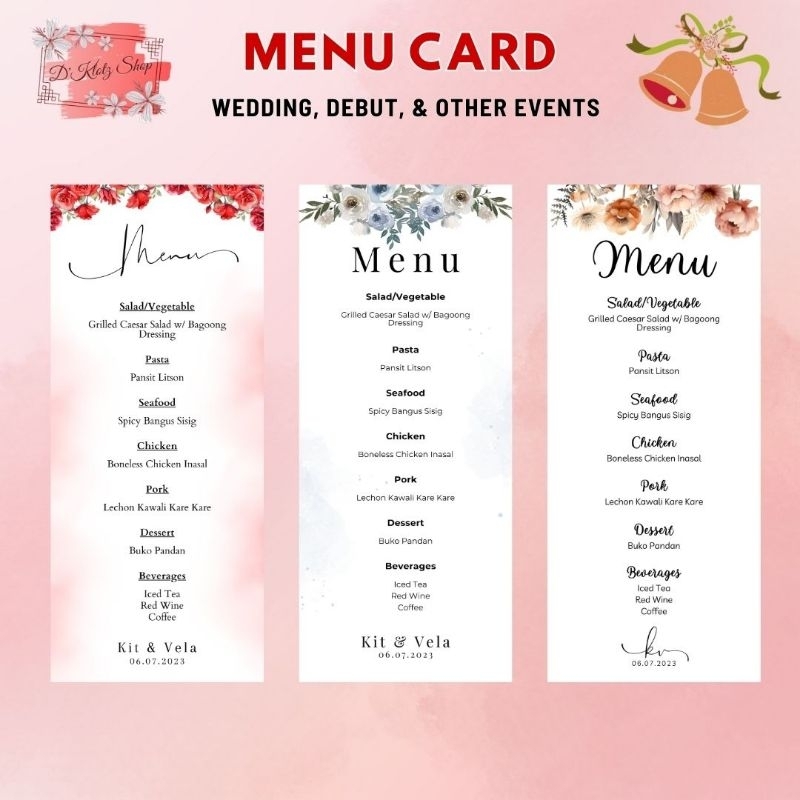 Customized Menu Card Table Display for All Occassions - Birthday ...