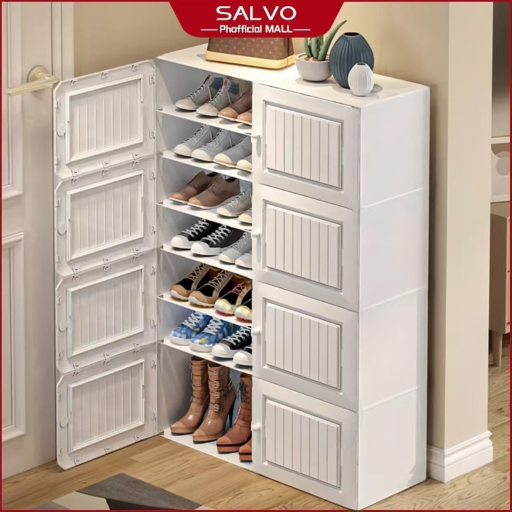 SALVO Shoe Rack Shoe Cabinet Shoe Storage Boxes Foldable Dust-Proof ...
