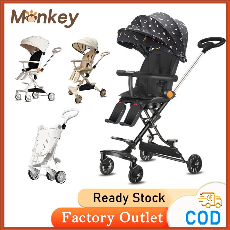 Monkey Baby Stroller Foldable Can Sit And Lie Down Stroller For Baby ...