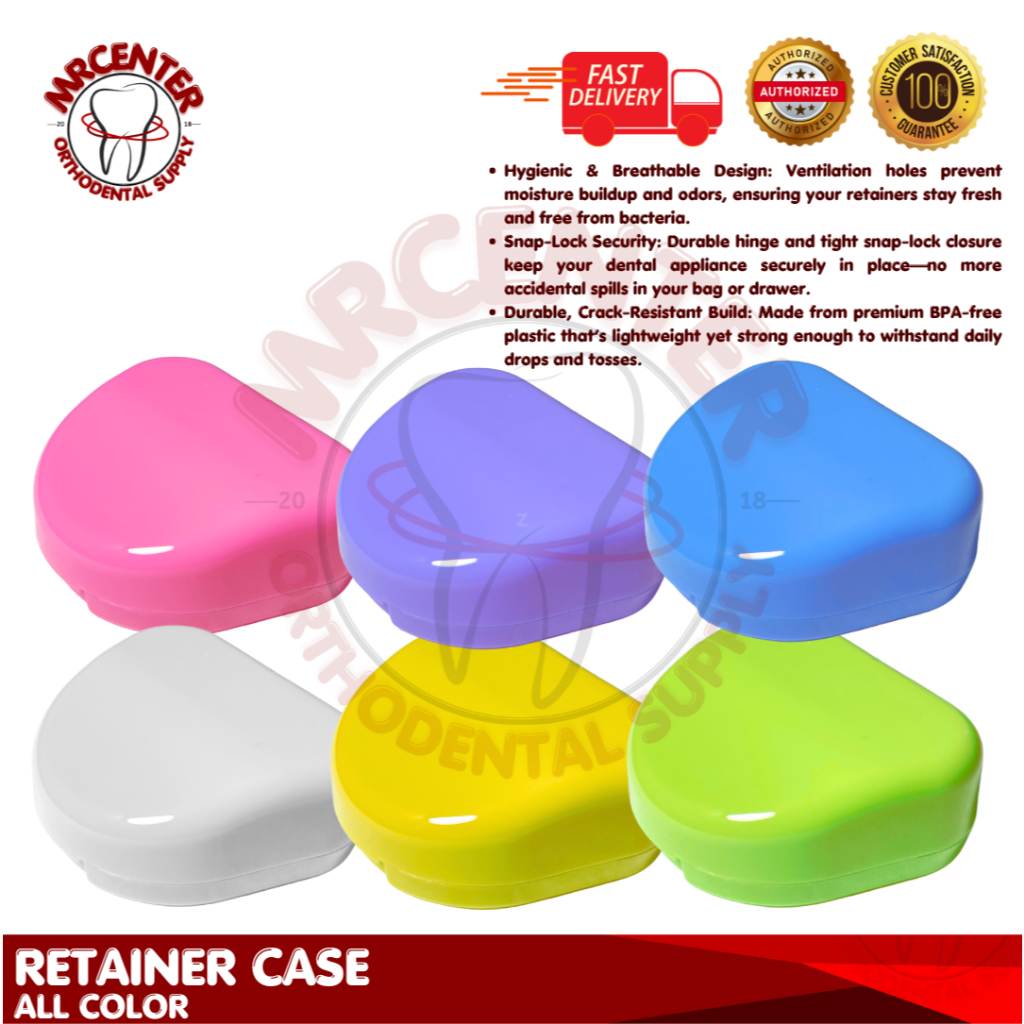 Dental Retainer Case (1pc) – Snap-Lock Storage in 6 Vibrant Colors for ...