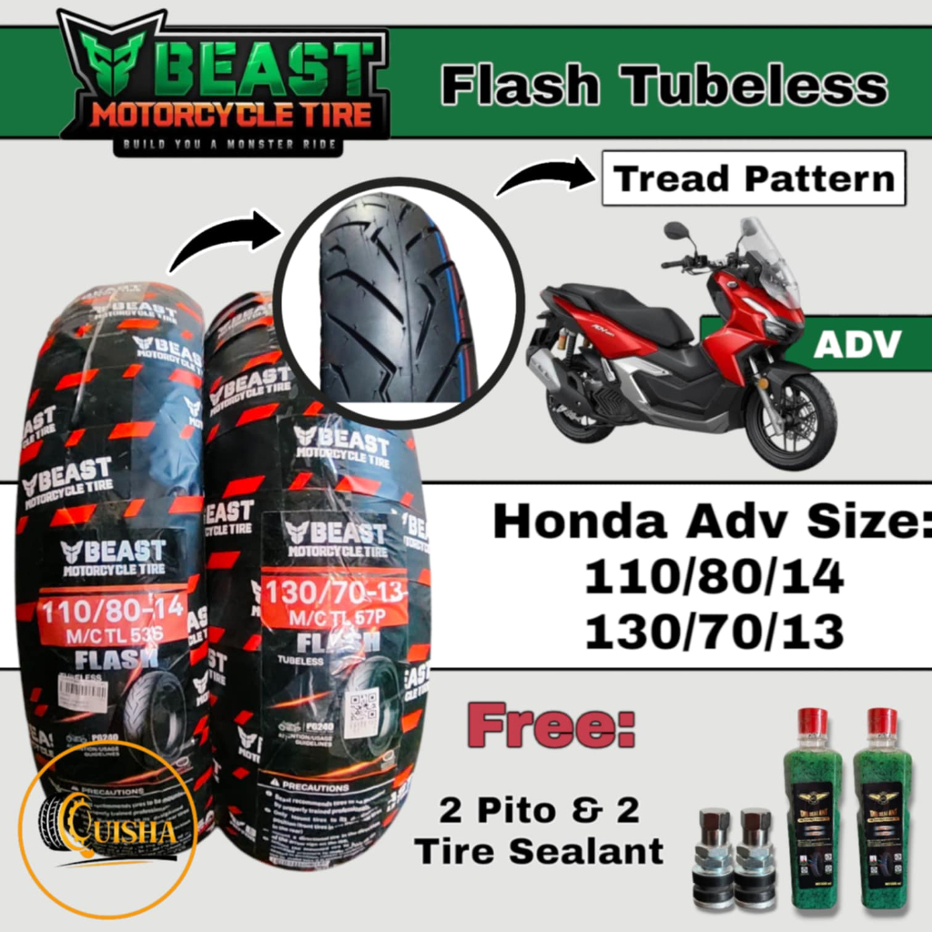 Beast Tire flash tubeless for HONDA ADV 110/80/14 & 130/70/13 (free ...