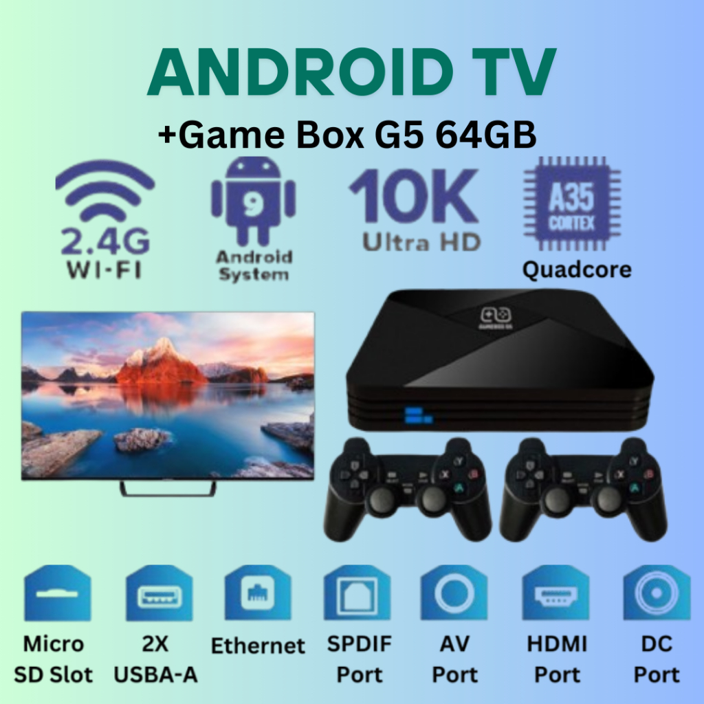 NEW Android TV box + GAME BOX G5 2in1 4K HD Game Console Game TV Box ...