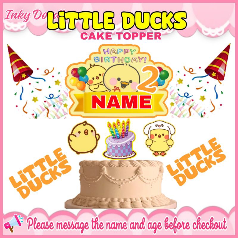Little Ducks cake topper / PRINTED/WATERPROOF/ Customized with NAME AND ...