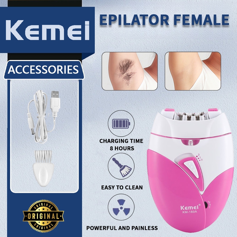 Kemei USB Rechargeable Epilator Women Electric Hair Remover Female ...