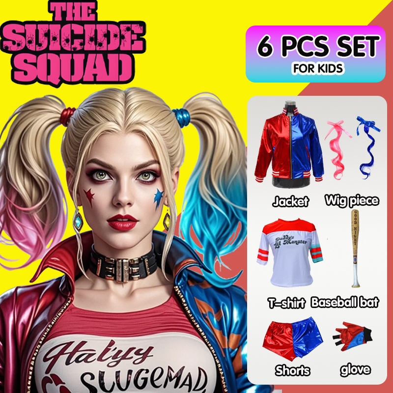 Girls Cosplay Harley Quinn Costume Outfits Girls Halloween Costumes ...