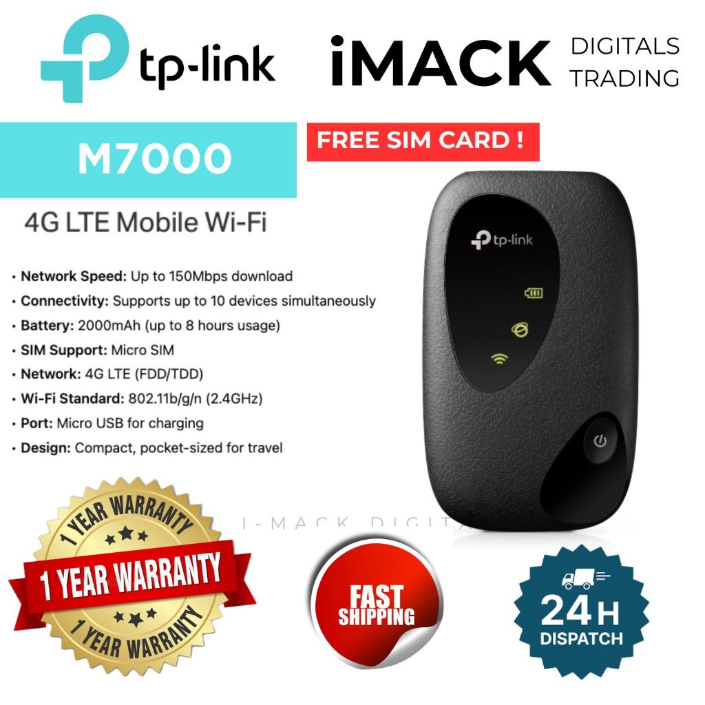 TP LINK M7000 4G LTE POCKET WIFI WITH FREE SIM UP TO 150MBPS | Shopee Philippines
