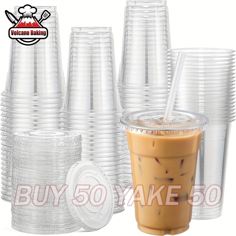 100PCS Plastic PP Y Cup PET w Lids SET (10oz, 12oz, 16oz, 22oz) 95mm ...