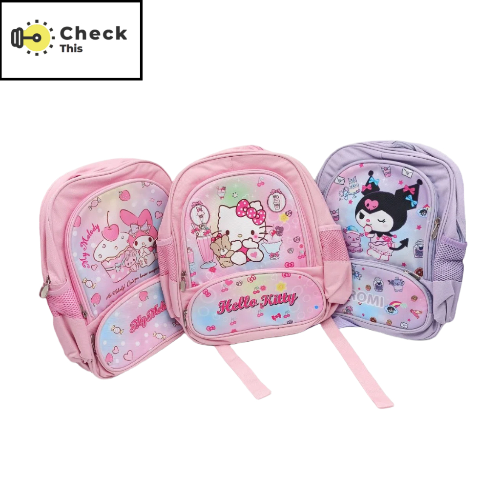 Cute Cartoon Character Designed School Bag Kuromi Hello Kitty My Melody ...