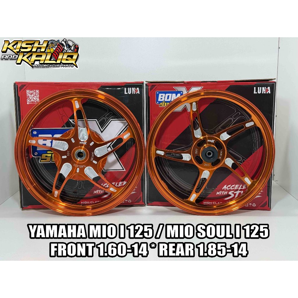 BOM X CNC MAGS LUNA 14s 5 SPOKES FOR YAMAHA MIO I 125 / MIO SOUL I 125 ...