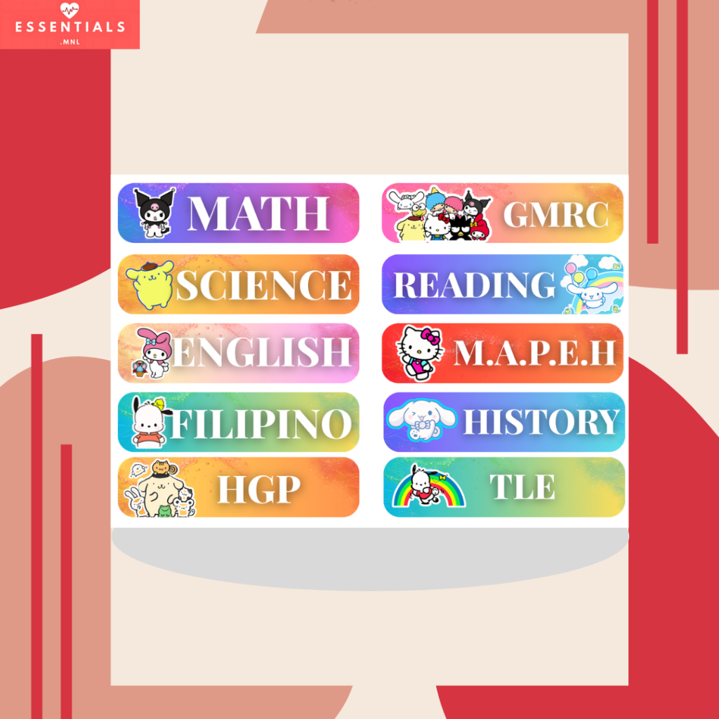 Subject Label Glossy Sticker - 10 subjects | Shopee Philippines