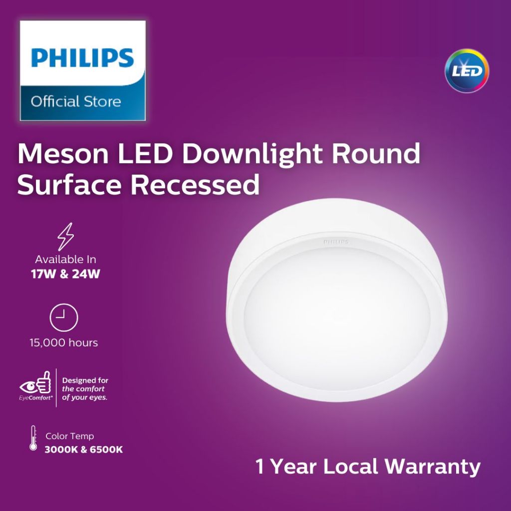 Philips Meson Surface Recessed LED Downlight 17W/24W | Shopee Philippines