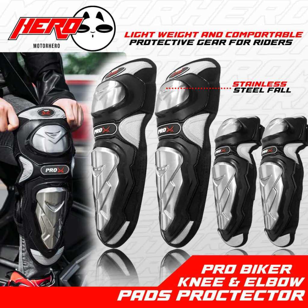 PRO X Stainless Elbow and Knee Pad Protector Guard Armors (Set ...