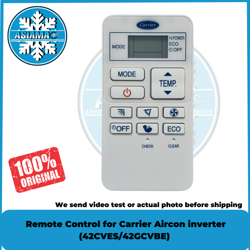 Remote Control for Carrier Aircon inverter (42CVES/42GCVBE) | Shopee ...