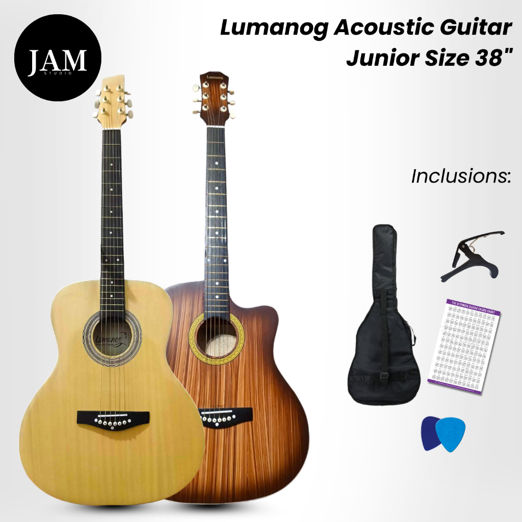Premium Quality Lumanog Guitar Jr. Acoustic Electric 38" Junior Travel ...