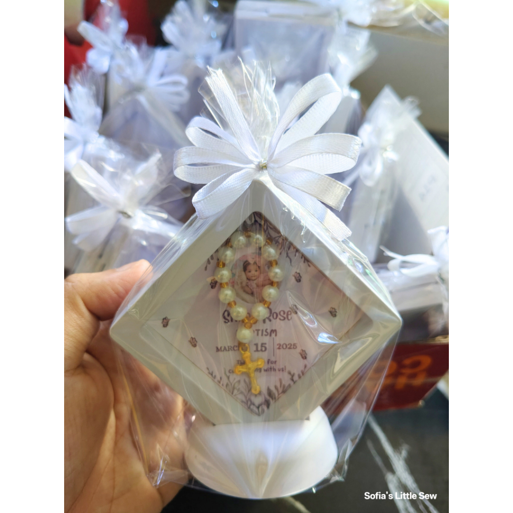 Personalized Floating Frame with Mini Rosary Square Frame for Souvenirs ...