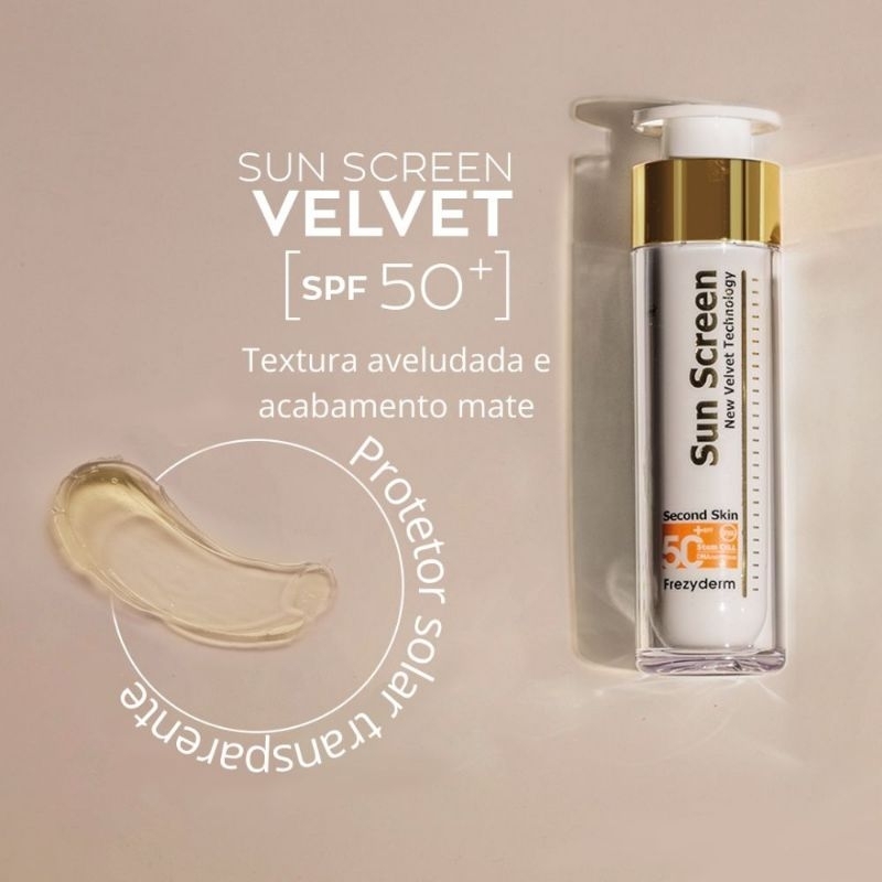 Frezyderm Sun Screen Velvet Face SPF 50+ (Clear) a velvety matte finish ...