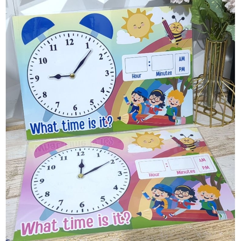 Laminated Clock with Free Marker / Educational Clock | Shopee Philippines