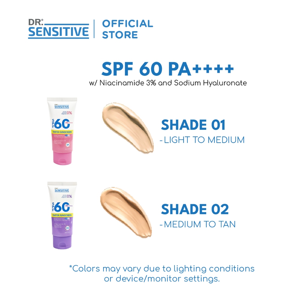 Dr. Sensitive Tinted Sunscreen SPF 60+ PA++++ 40ml | Shopee Philippines