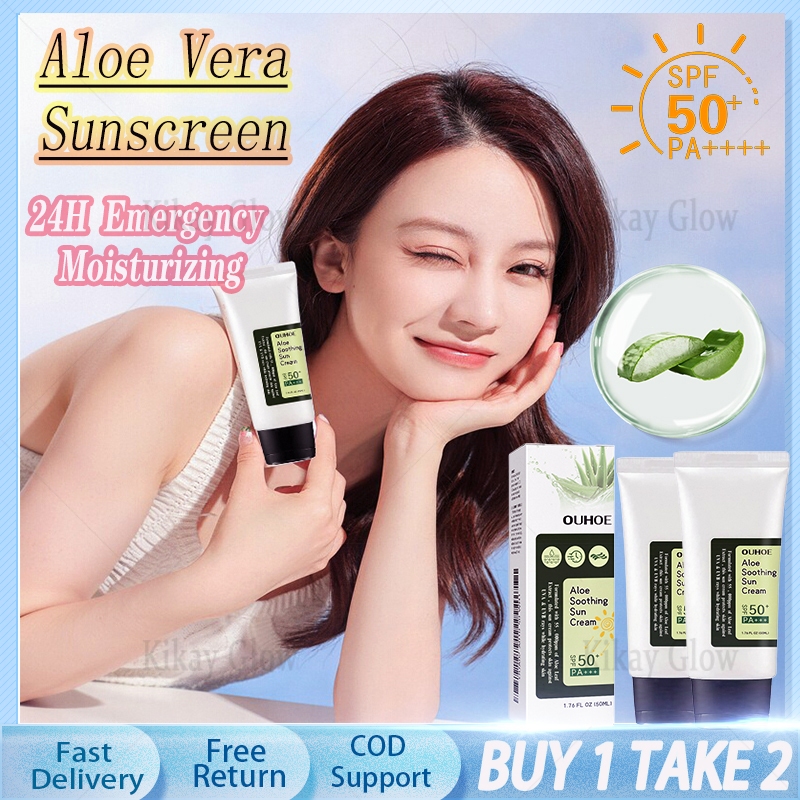 OUHOE Aloe Vera Sunscreen Cream Spf 50 for Face Original Sunblock Face ...